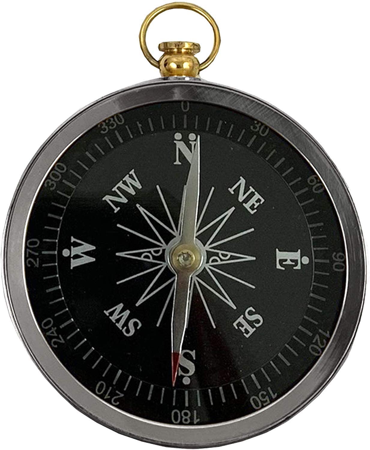 AL 48852A - Aluminum Flat Desktop Compass, Black Dial, Silver Finish ...