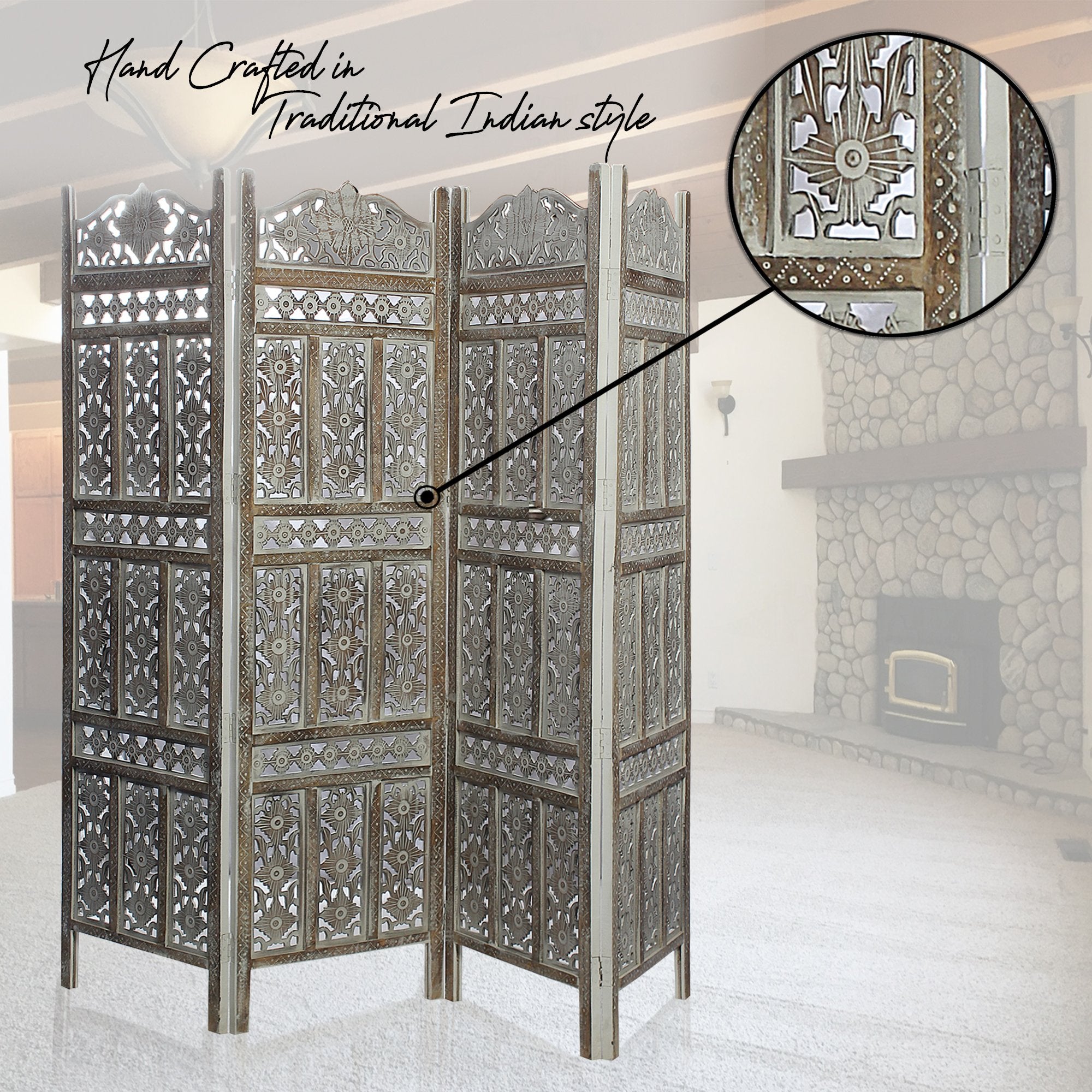 SH 305004W - 4 Panel Traditional Room Divider – India Overseas Trading ...