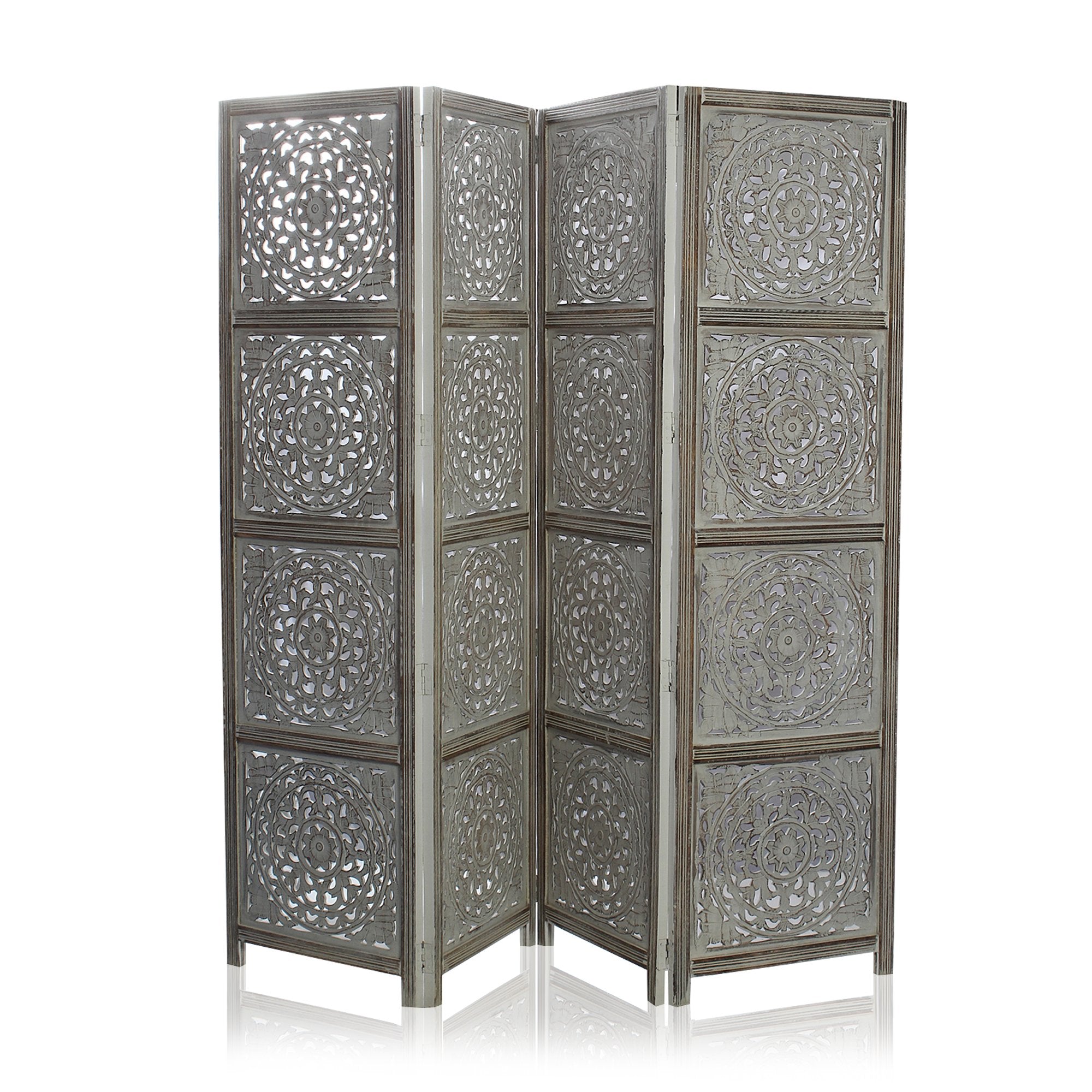 SH 305014W - 4 Panel Round Floral Room Divider – India Overseas Trading ...