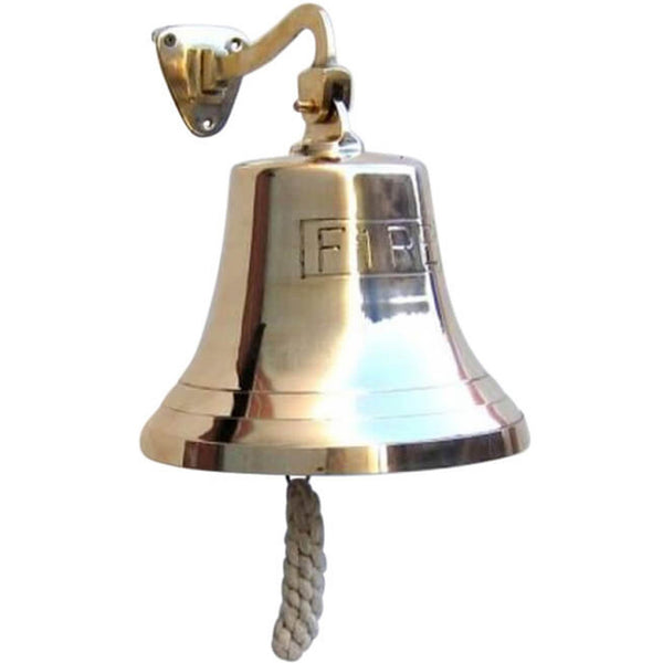 BR 1845F - Gold Finish Brass FIRE Ship Bell with Rope, 9" – India ...