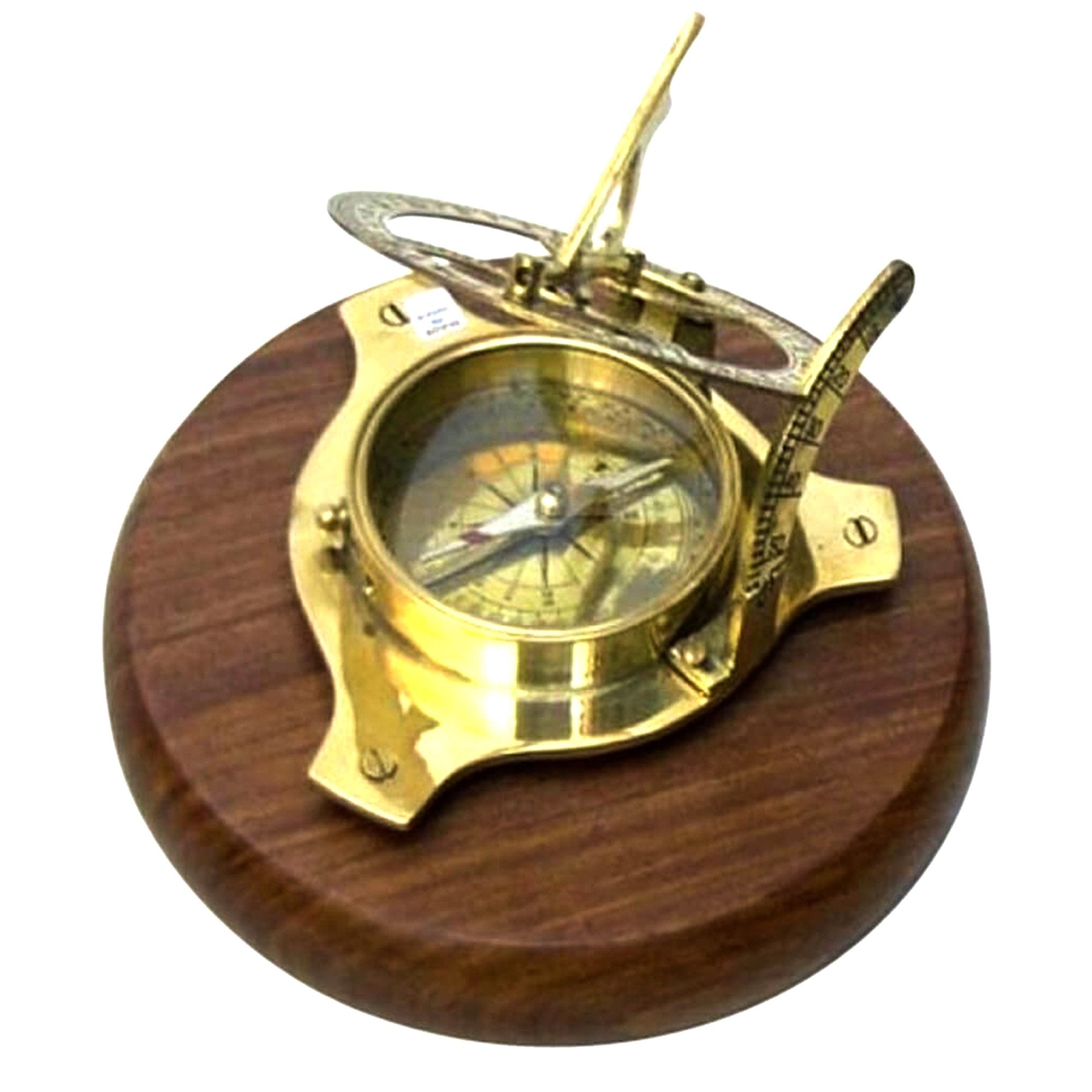 BR 48341 - Sun Dial Compass, Wood Base – India Overseas Trading Corporation